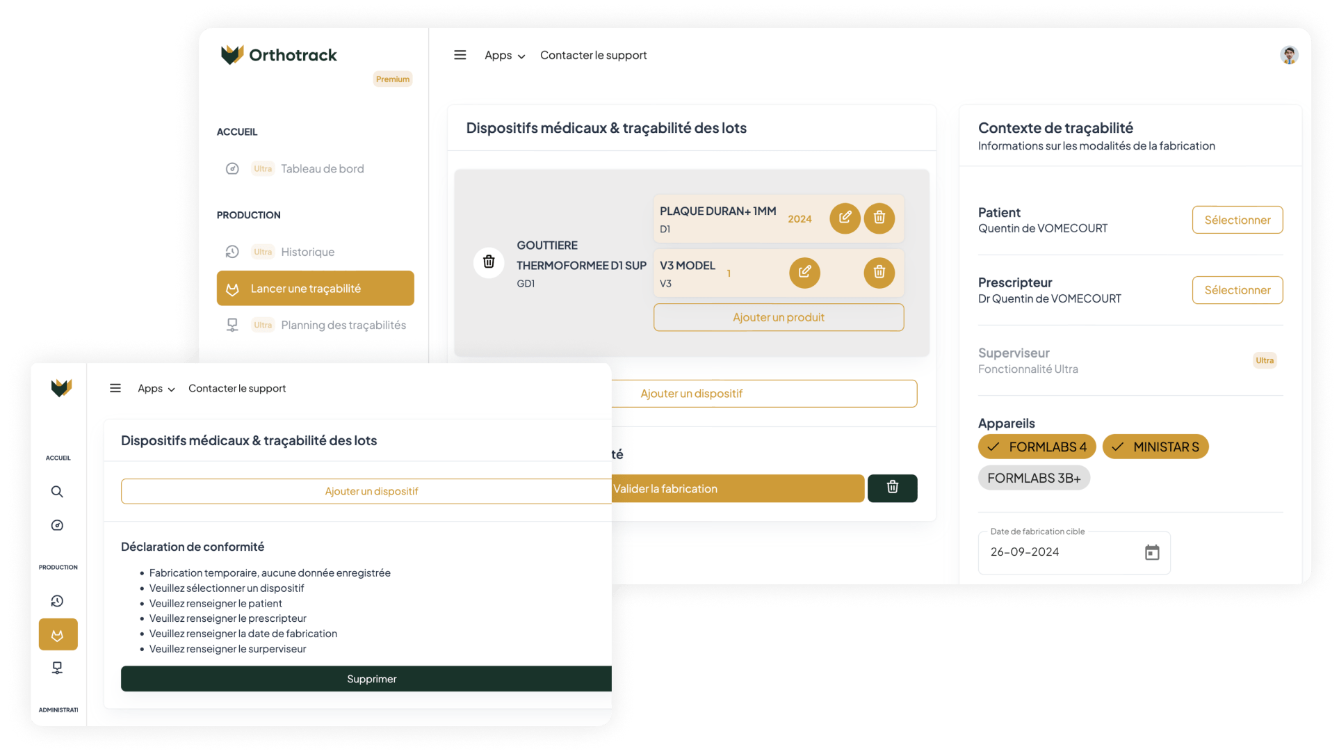 OrthoTrack - Logiciel de traçabilité pour orthodontistes